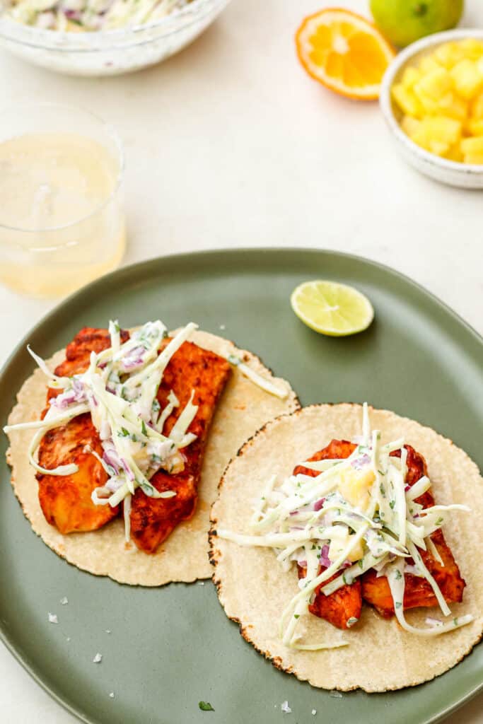 Healthy Baked Cod Fish Tacos with Slaw - Legally Healthy Blonde